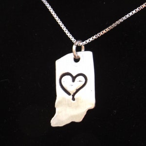 Indiana State Necklace, I Heart Indiana Necklace, Indiana Charm, Small ...