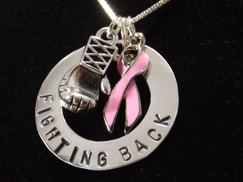 Fighting Back Against Breast Cancer Necklace Breast Cancer - Etsy