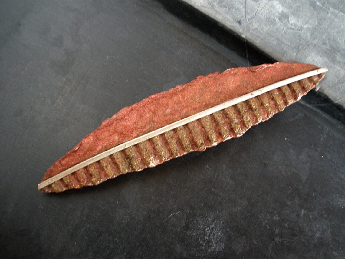 Rust Paper Brooch With Sterling Silver Accents - Etsy