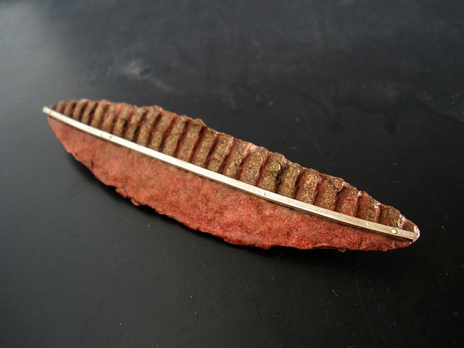 Rust Paper Brooch With Sterling Silver Accents - Etsy