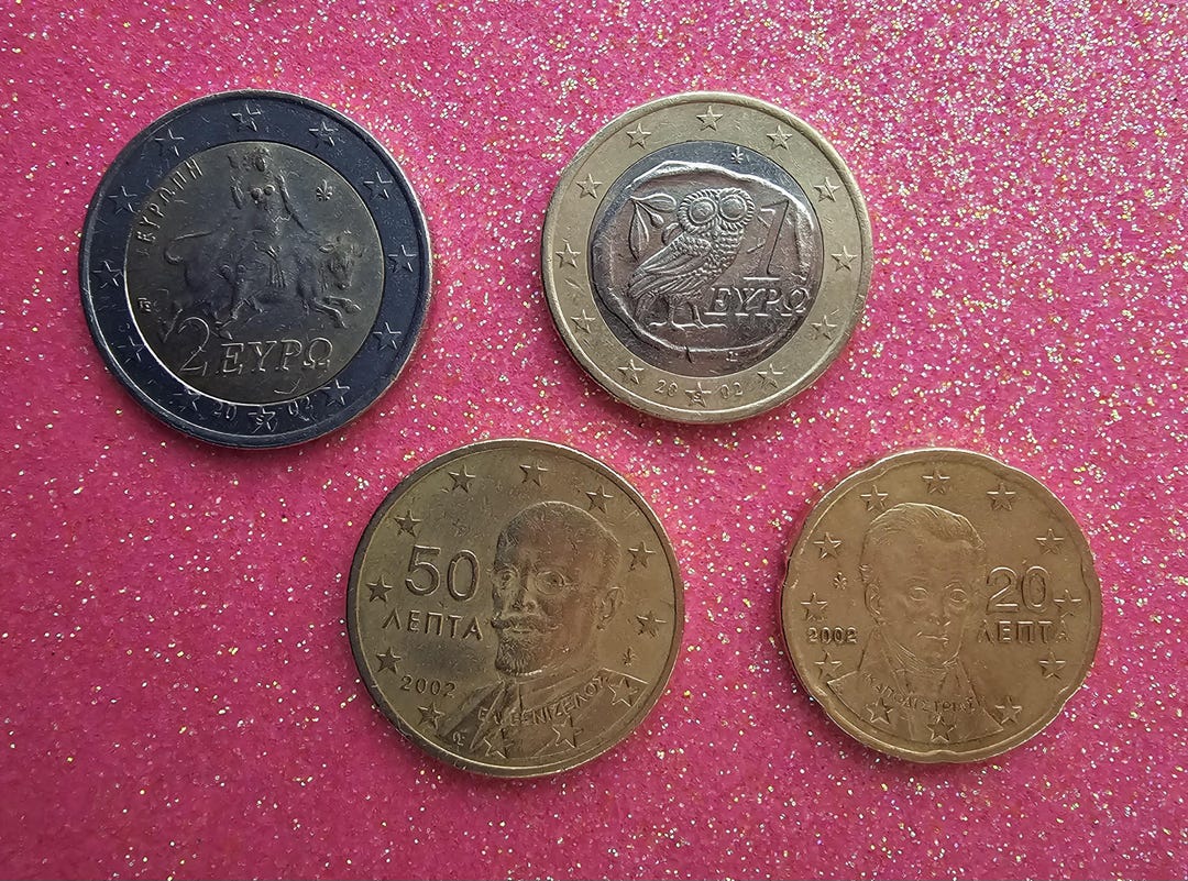 Greece 2002 Euro Coin Set, Rare Collectible Error Coins - Etsy