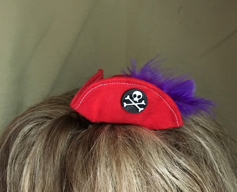 Mini Pirate Hat Red With Purple Feathers or Special Order - Etsy