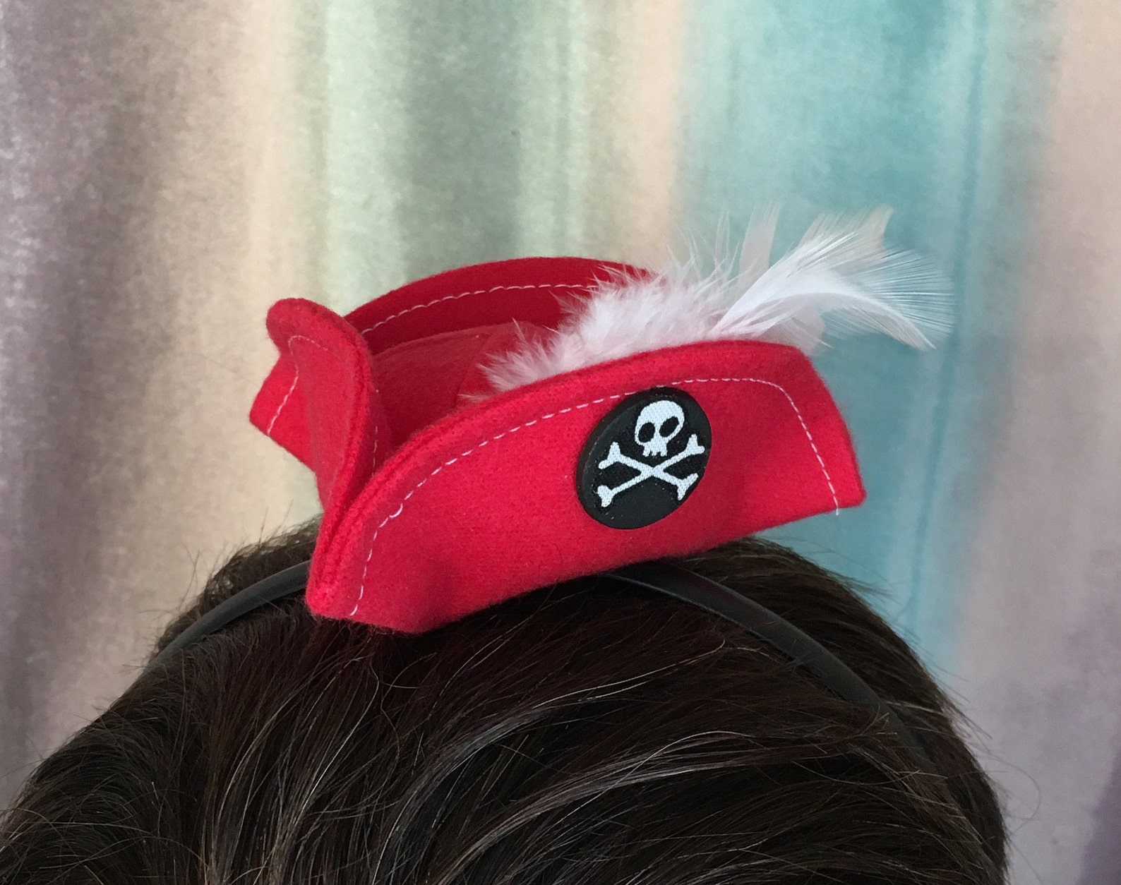 Mini Pirate Hat Red With Purple Feathers or Special Order - Etsy