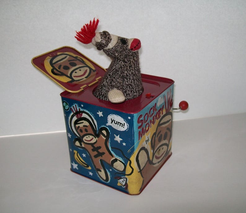 Schylling Sock Monkey Jack in the Box - Etsy