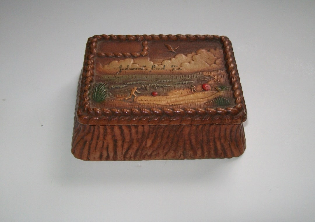 Syroco Wood Box Florida Beach Seashore Souvenir Box - Etsy