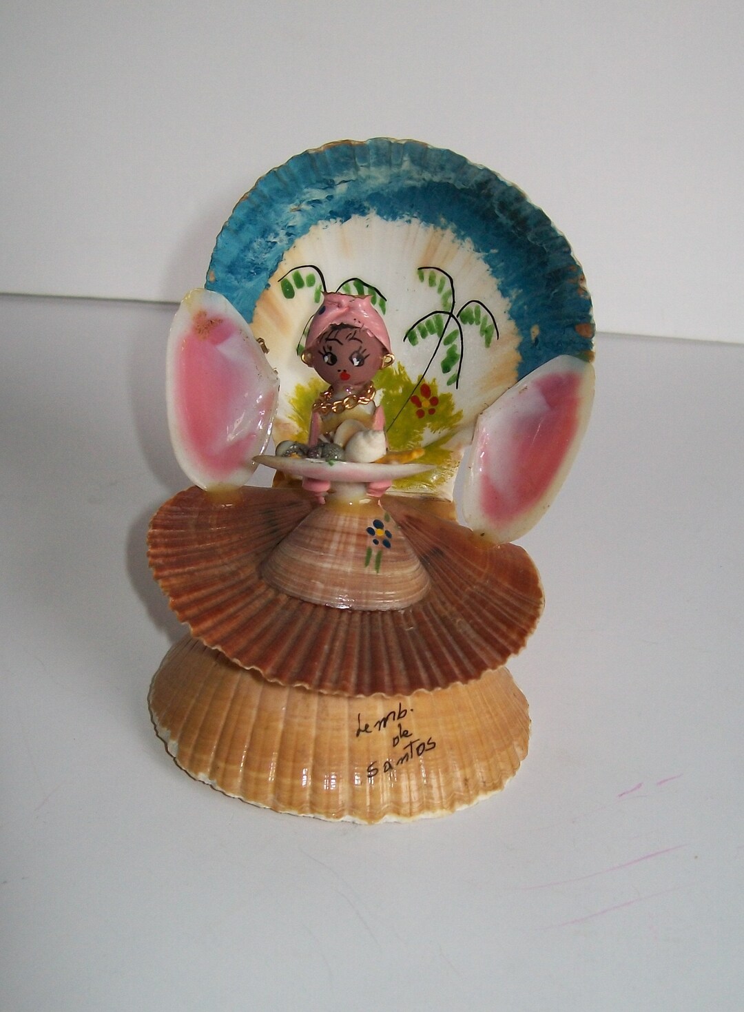 Vintage Seashell Shell Lady With Serving Tray Shell Souvenir - Etsy