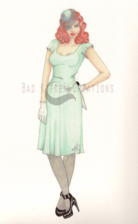 Items Similar To Noir Femme Fatale Pinup Girl Art Print Vintage