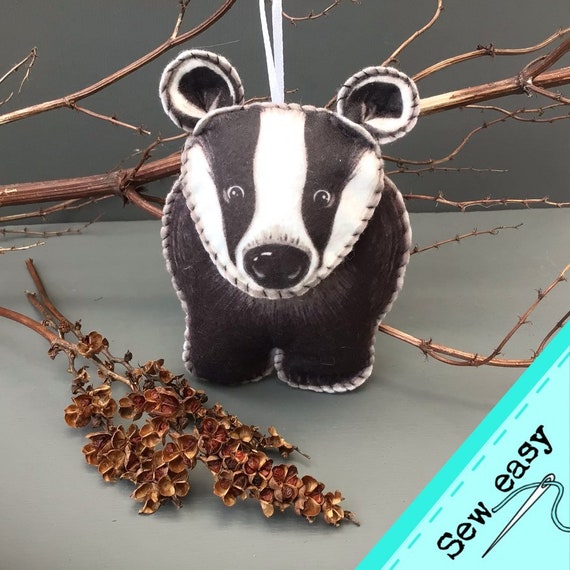 DIY Craft Kit Sew your own felt Badger decoration plushie | Etsy