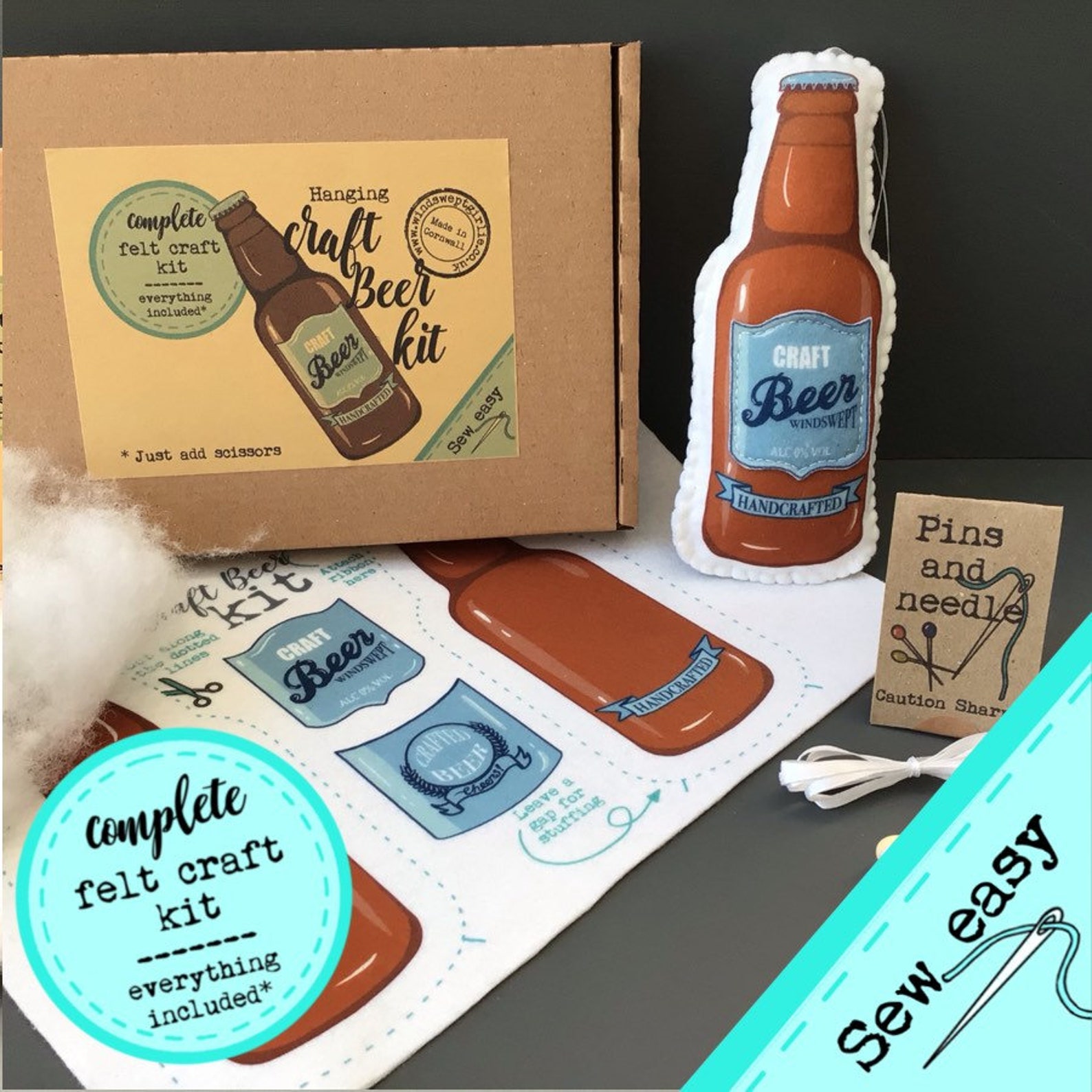 DIY Craft Kit Sew Your Own Felt Beer Bottle Decoration - Etsy