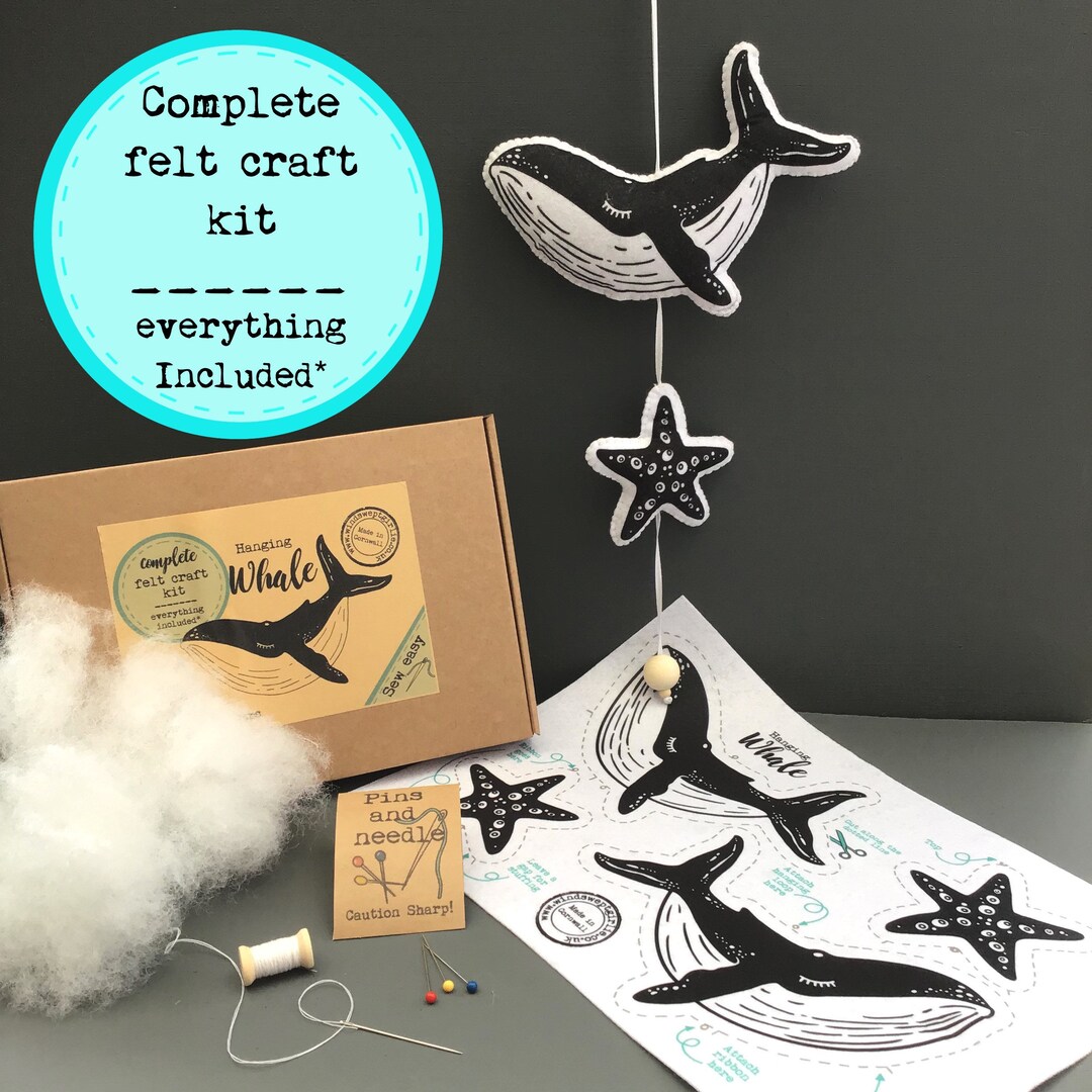 Whale Craft Kit - Sew Your Own Felt Whale Decoration, Plushie Sewing ...