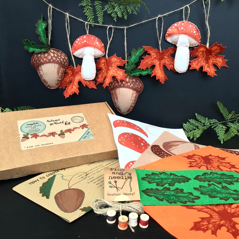 Craft Kit - Sew Your Own Woodland Autumn Garland/decorations, Plushie ...