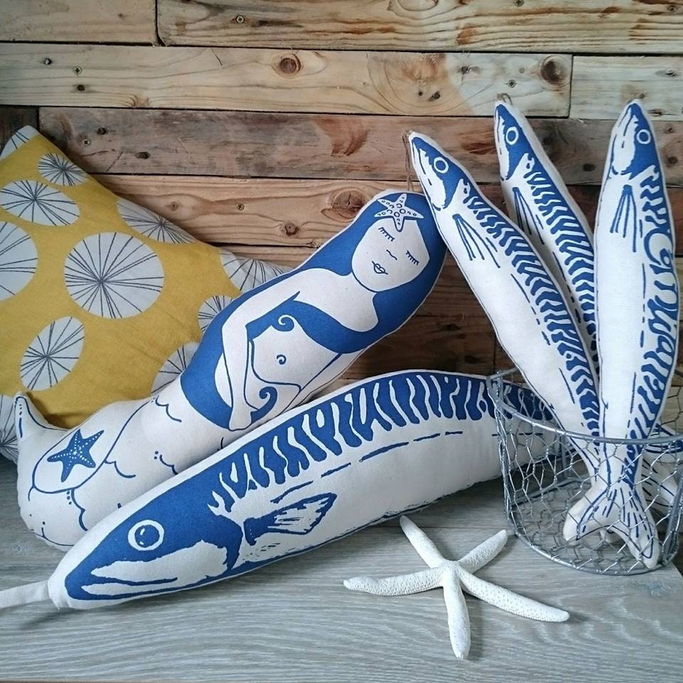 Stuffed Mackerel Trio Soft Fabric Fish Wall Hanging - Etsy