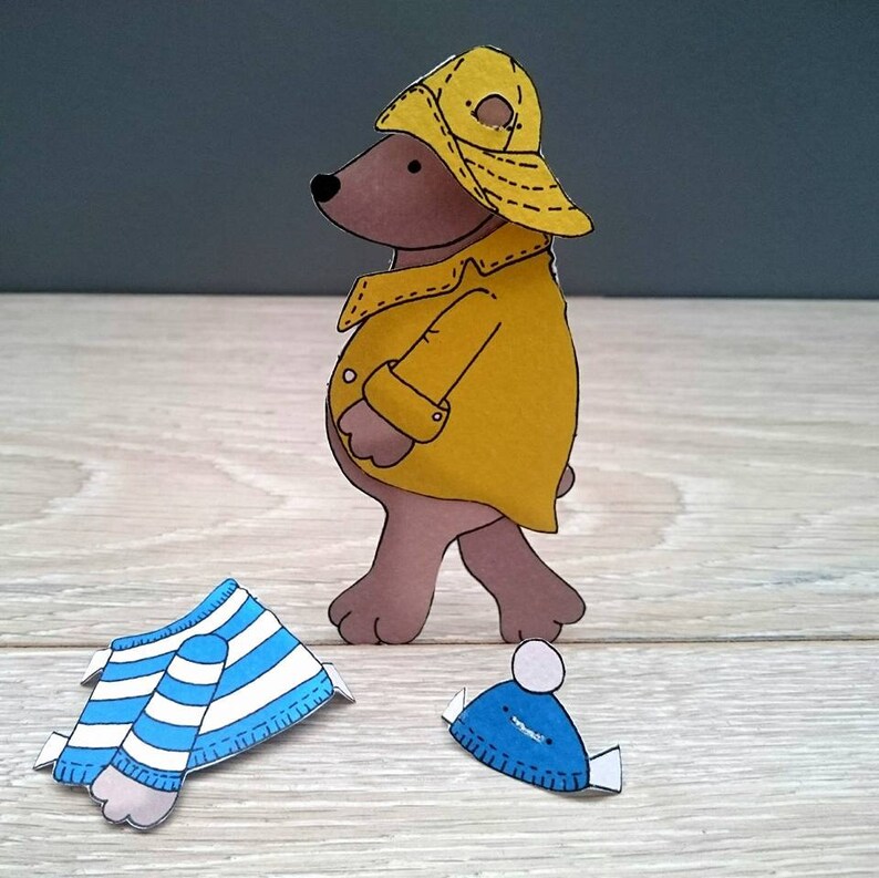 Paper Doll Birthday Card Cornish Bear Dress up Doll Activity - Etsy