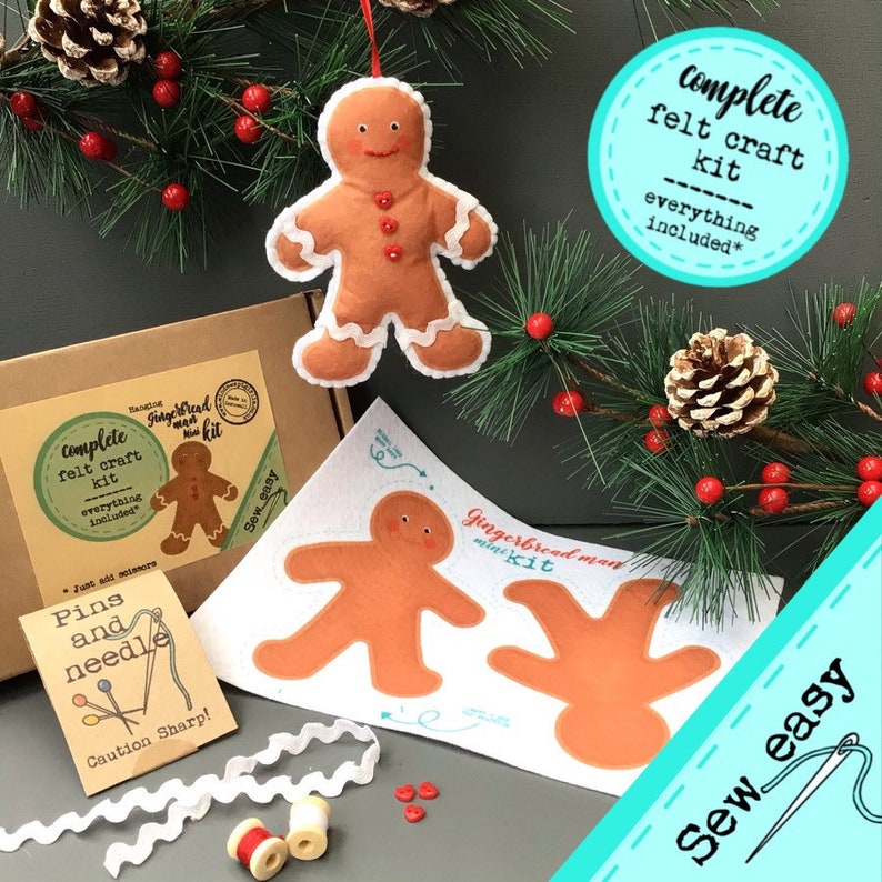 DIY Craft Kit Sew Your Own Gingerbread Man Decoration | Etsy