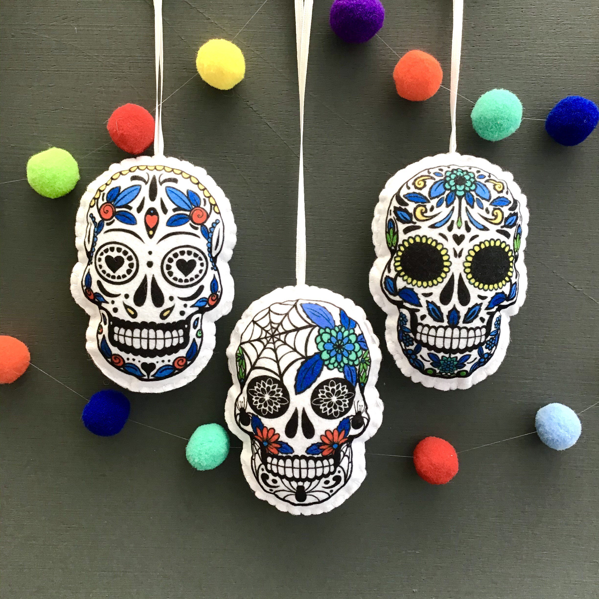 DIY Craft Kit sugar skull Sew your own felt sugar skull | Etsy