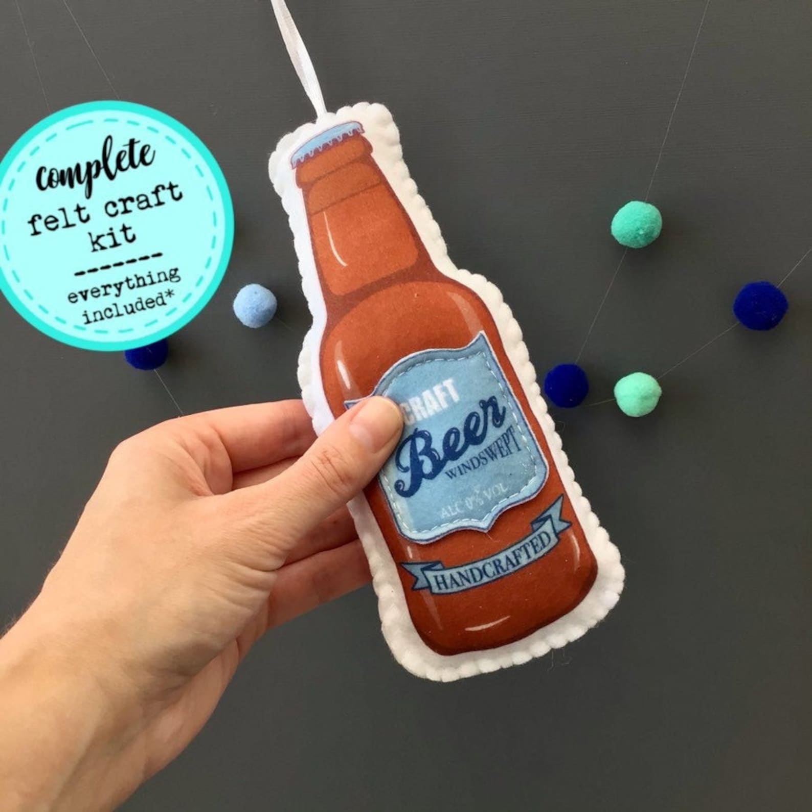 DIY Craft Kit Sew Your Own Felt Beer Bottle Decoration - Etsy