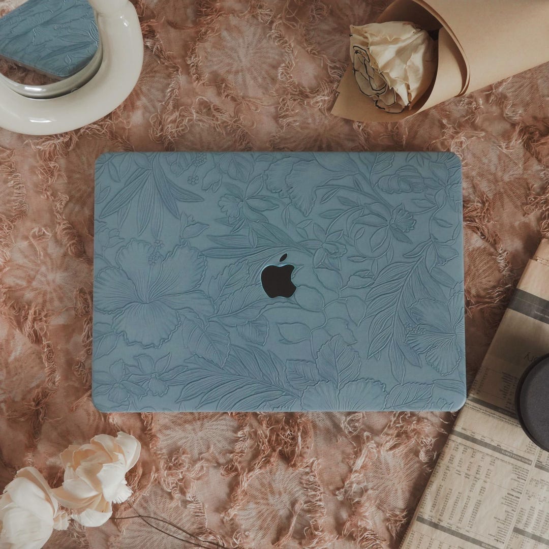 MacBook Case Light Blue Carving Pattern MacBook Pro 13 14 15 16 Case ...