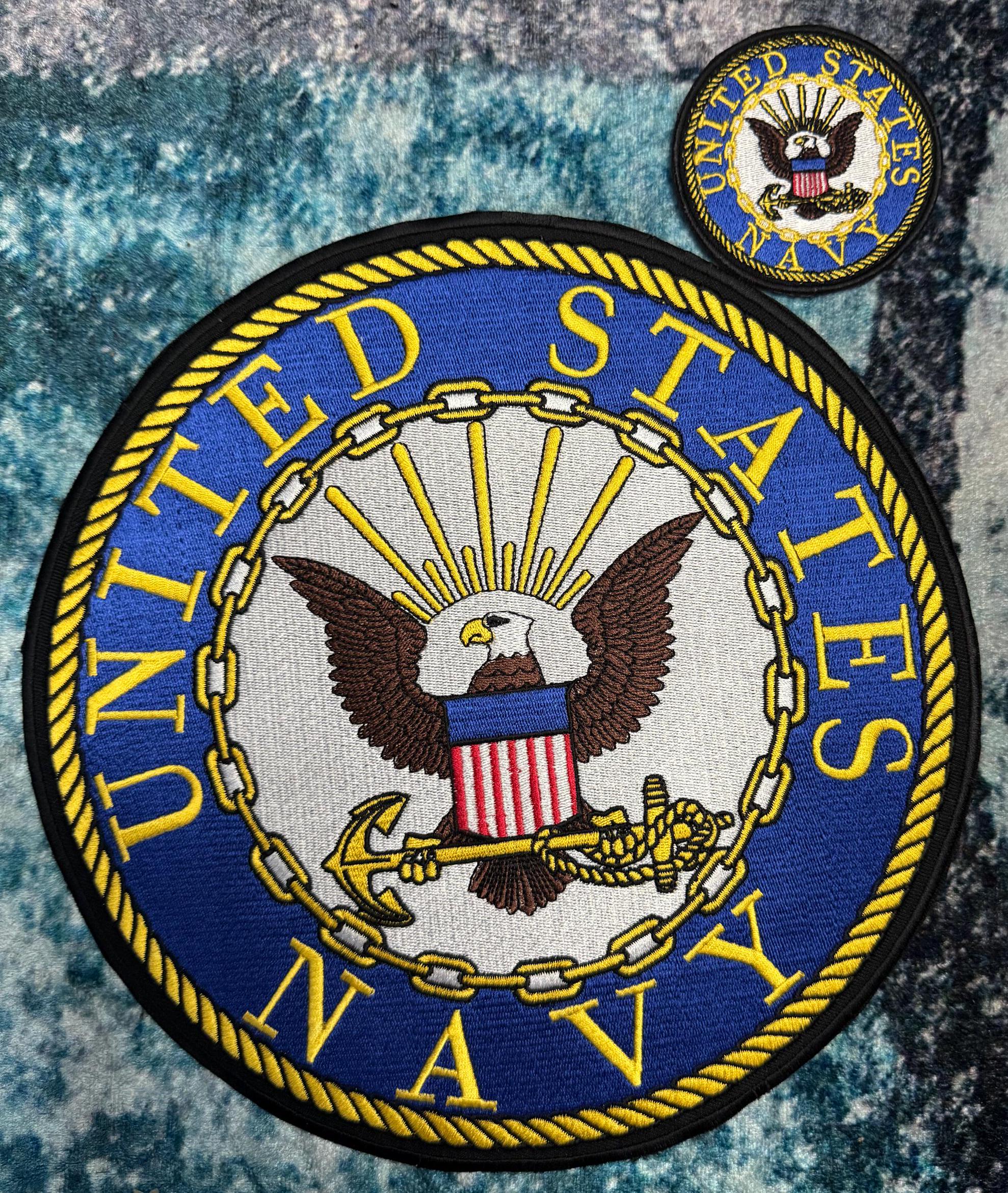 2 Pack Front & Back United States Navy Badge Patch Embroidered Iron-on ...