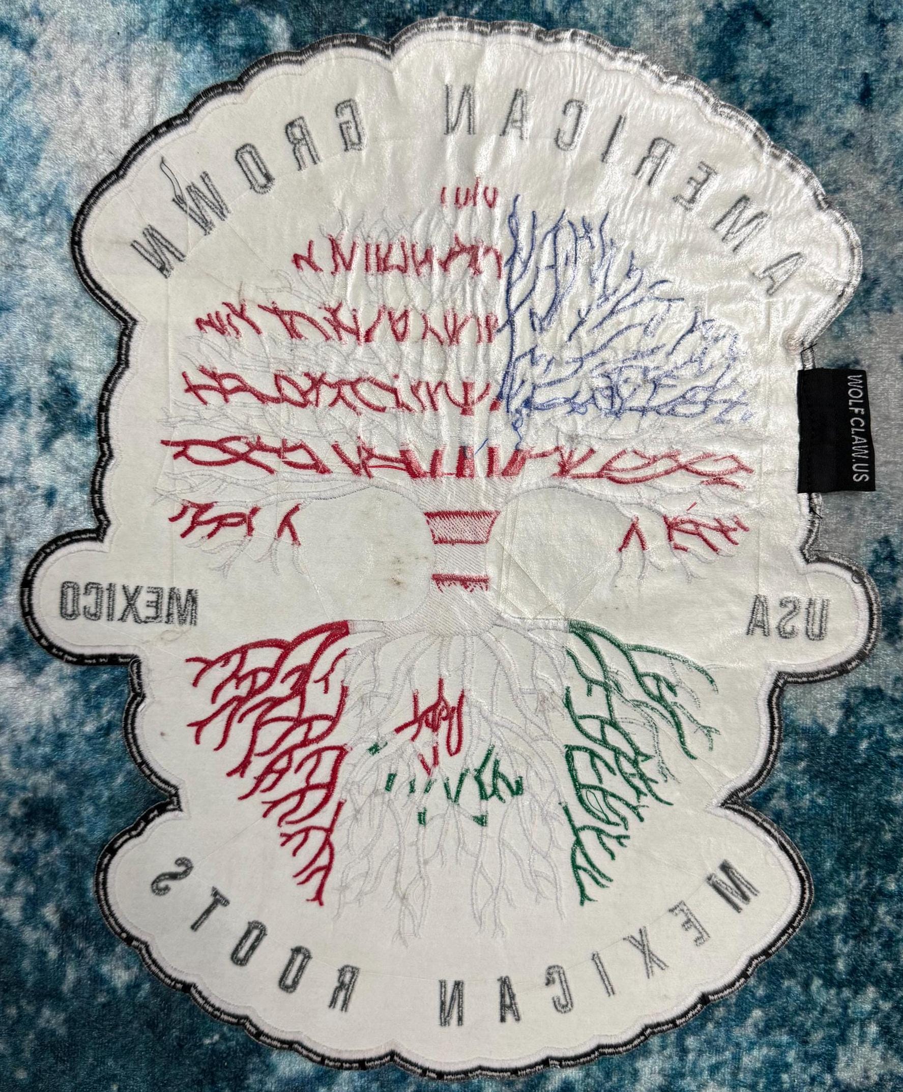 American Grown Mexican Roots Flag Embroidered Patch - Large Iron-on ...