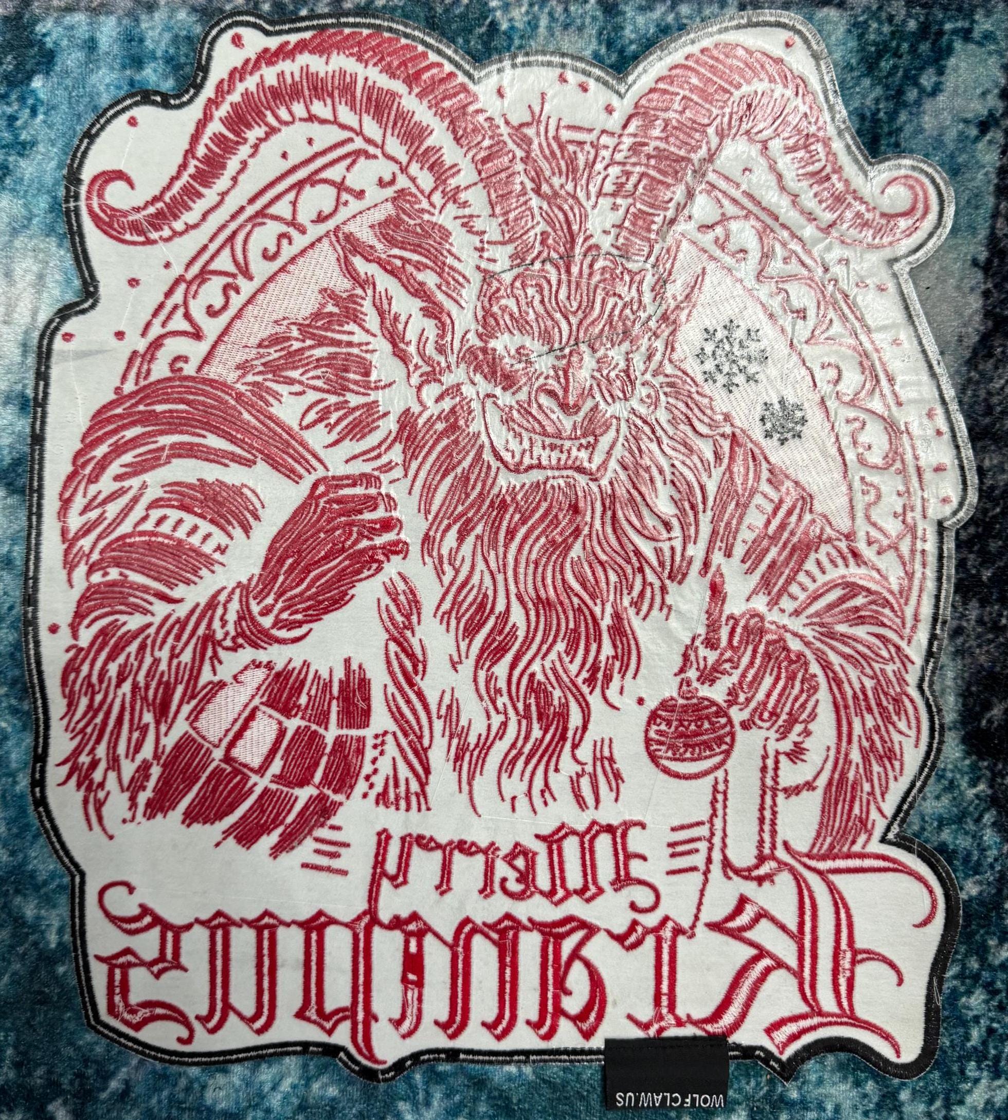 Merry Krampus Horror Red Embroidered Patch - Large Iron-on Horror ...