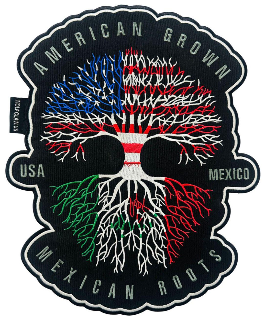 American Grown Mexican Roots Flag Embroidered Patch - Large Iron-on ...