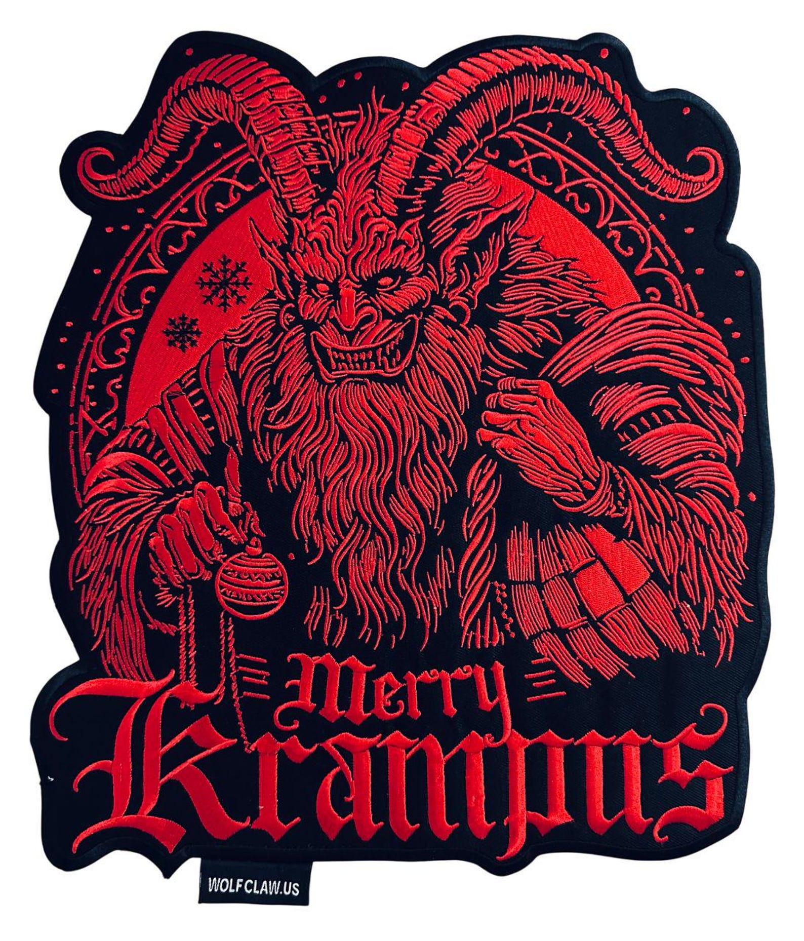 Merry Krampus Horror Red Embroidered Patch - Large Iron-on Horror ...