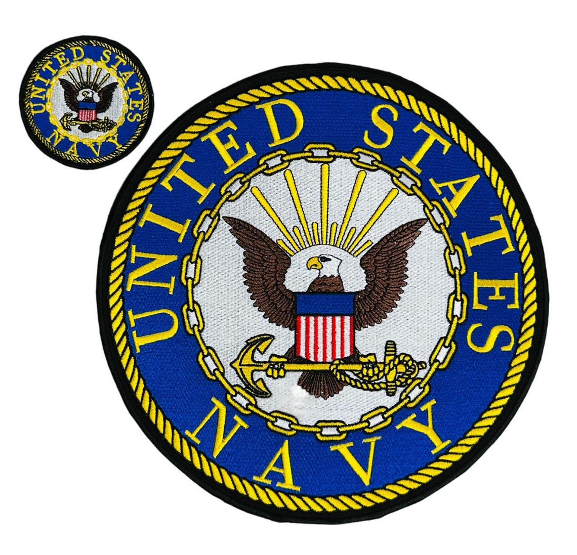 2 Pack Front & Back United States Navy Badge Patch Embroidered Iron-on ...