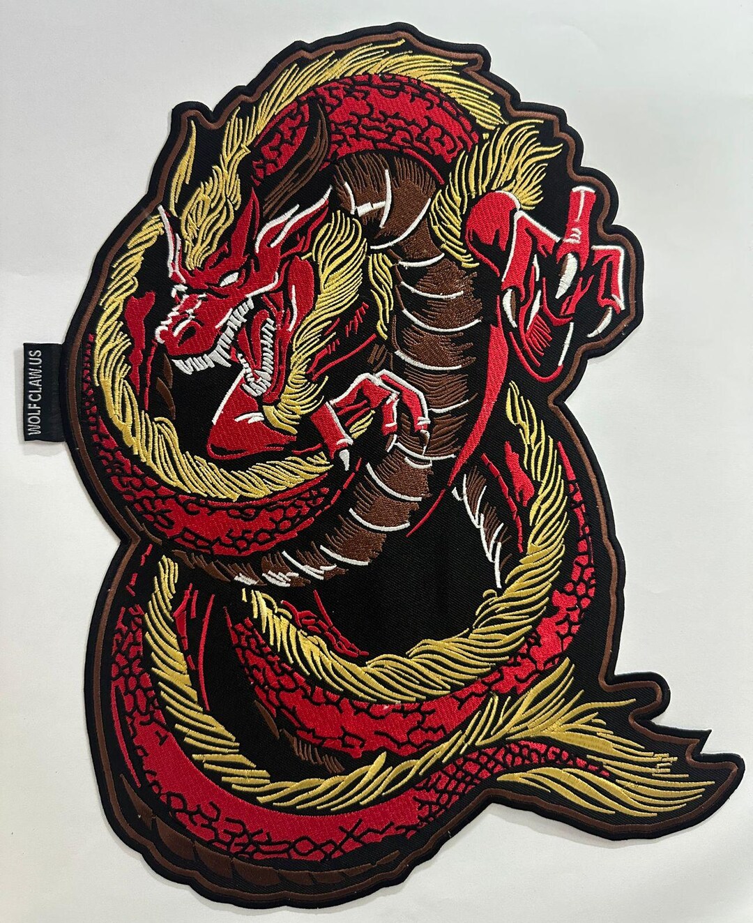 Chinese Red Dragon Face Embroidered Patch - Large Iron-on Gorilla Cigar ...