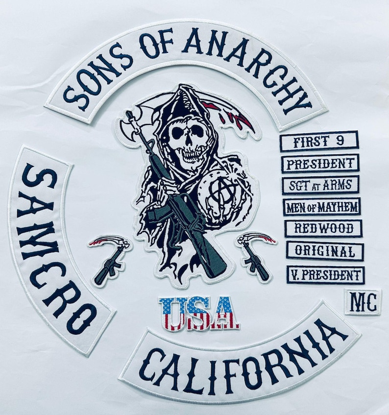 Sons of Anarchy 15 Piece Blue Embroidered Patch - Large Iron-on Skull ...