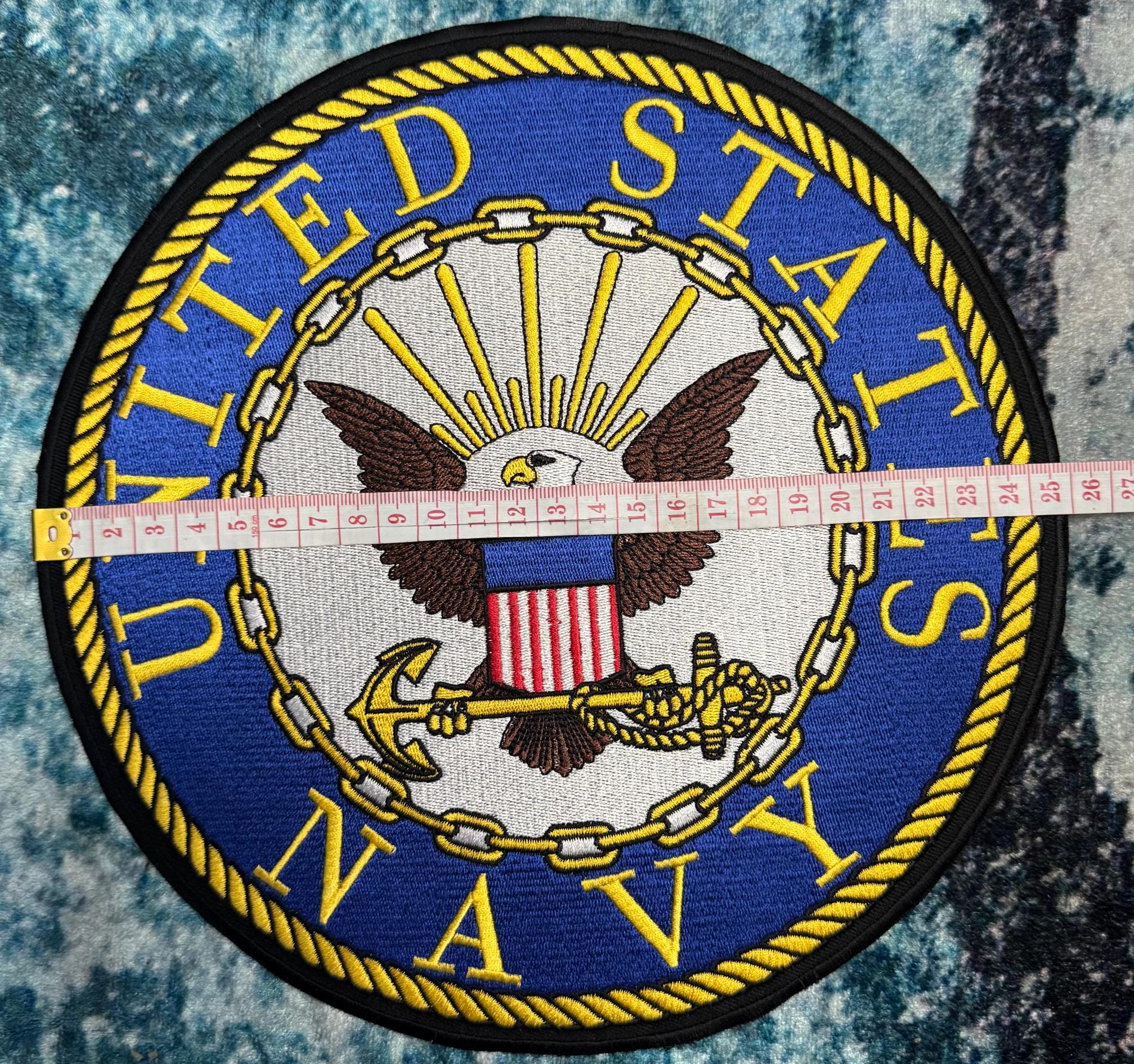 2 Pack Front & Back United States Navy Badge Patch Embroidered Iron-on ...