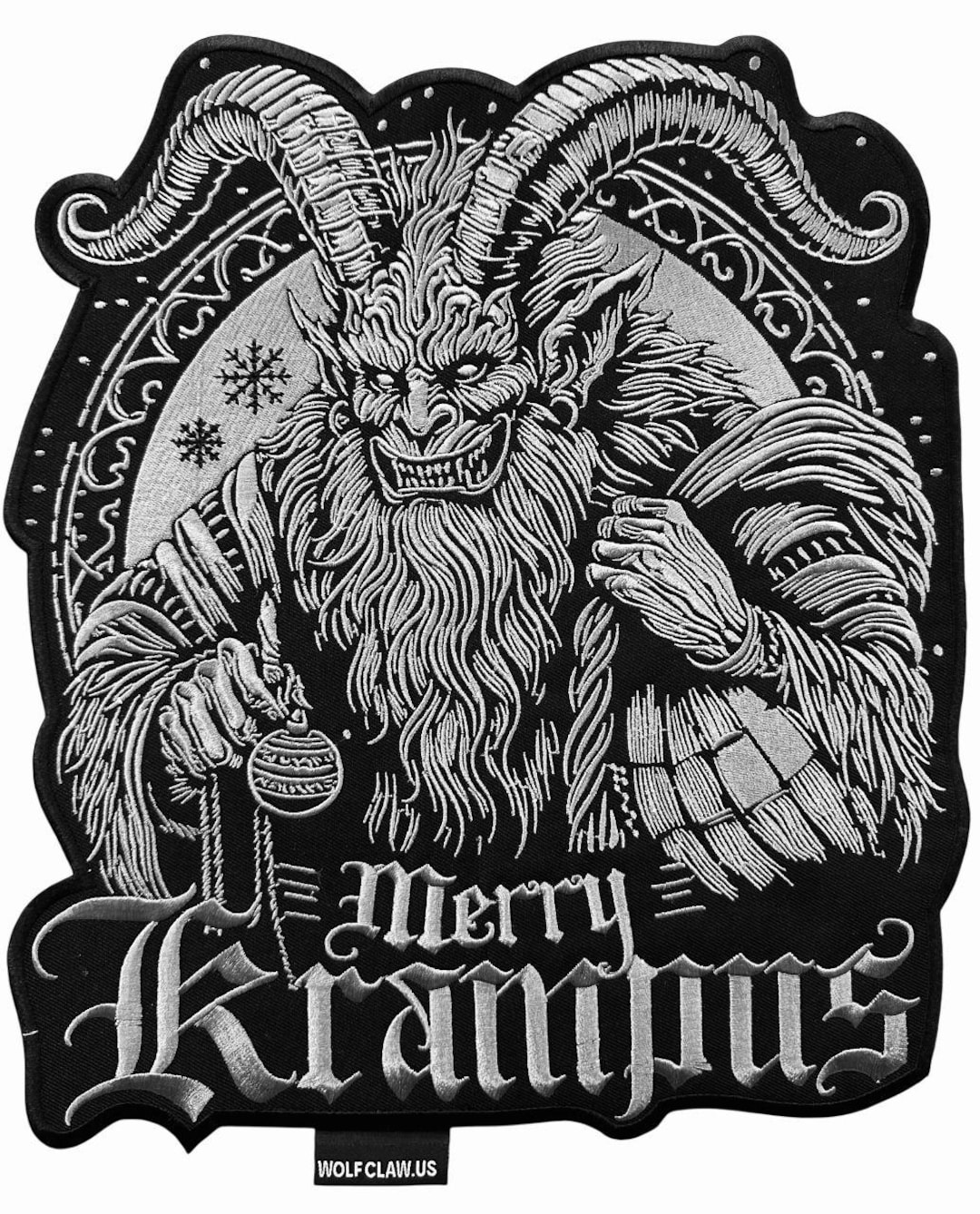 Merry Krampus Horror Grey Embroidered Patch - Large Iron-on Horror ...