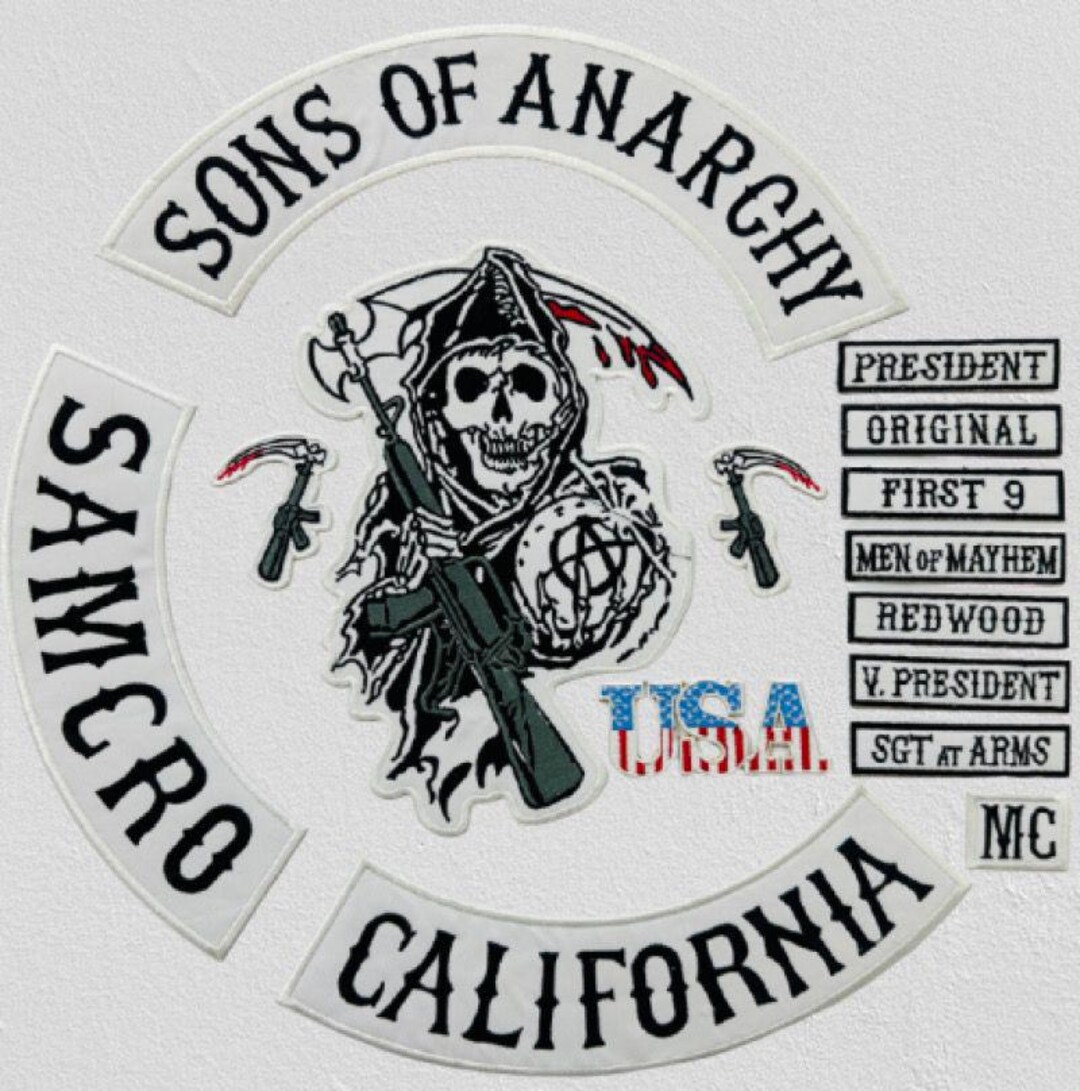 Sons of Anarchy 15 Piece Black Embroidered Patch - Large Iron-on Skull ...