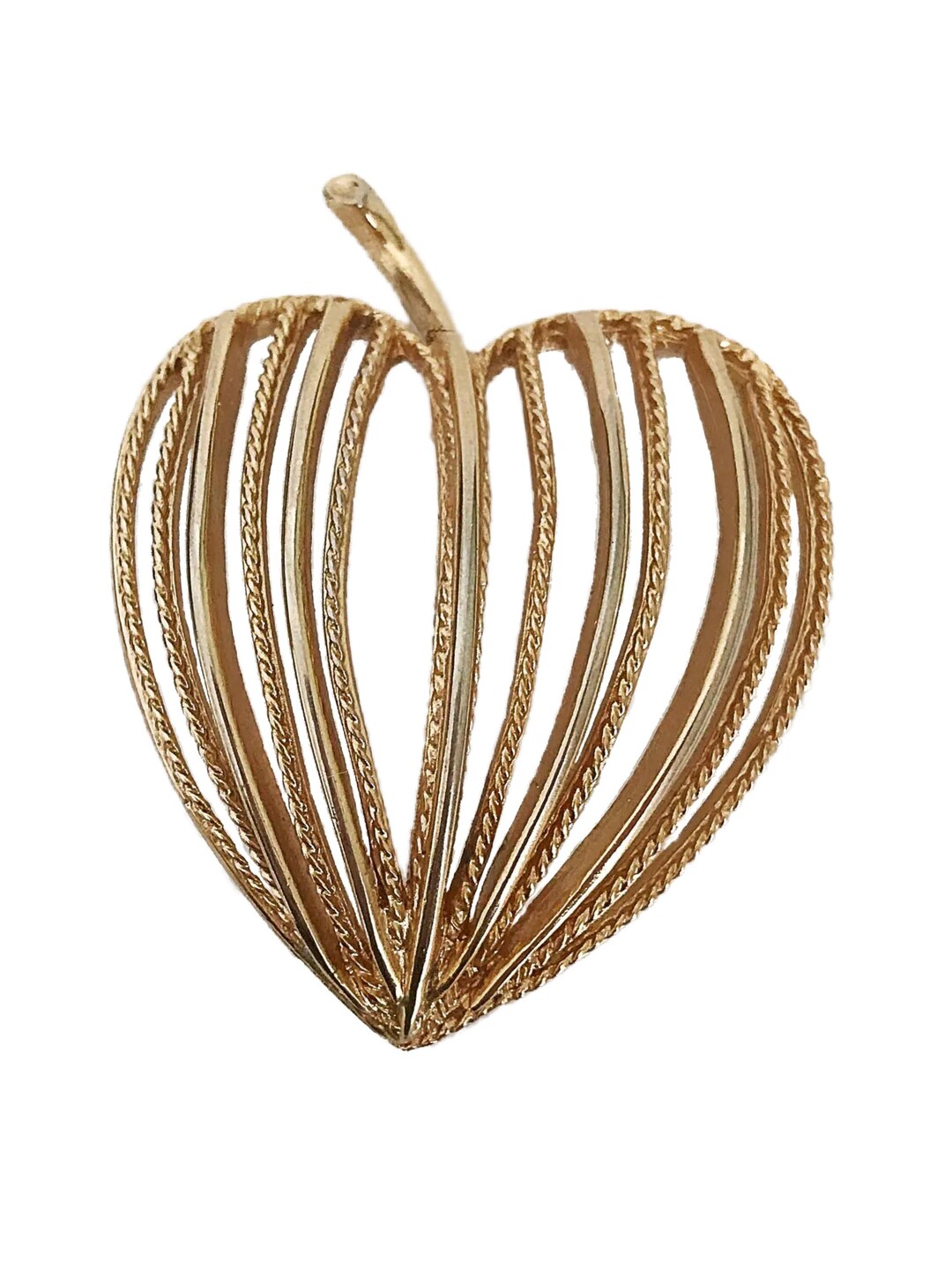 Vintage Apple Heart Brook Gold Tone Metal - Etsy