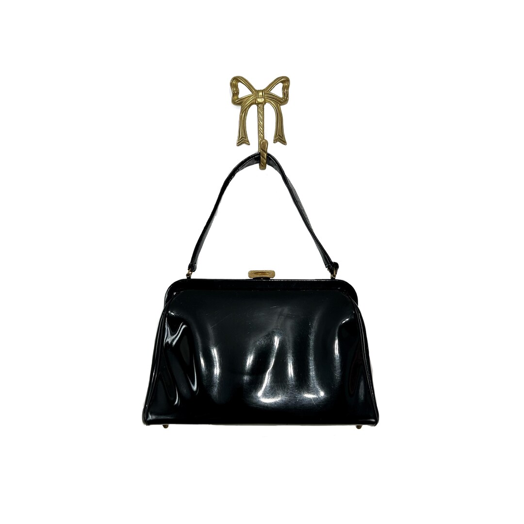 Vintage 1960s MM Morris Moskowitz Black Vinyl Purse - Etsy