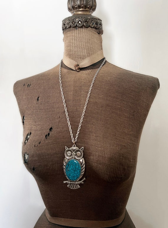 Vintage faux turquoise owl - Gem