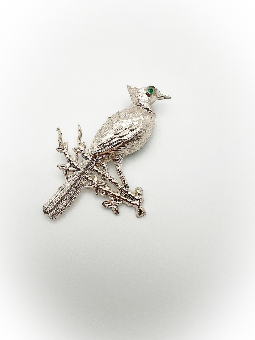 Vintage Japan Silver Plastic Woodpecker Brooch - Etsy