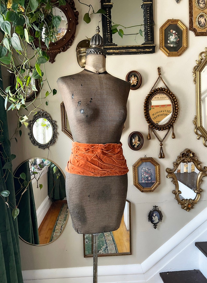 Vintage Rusty Orange Velvet Cummerbund Belt Hook and Eyelet - Etsy