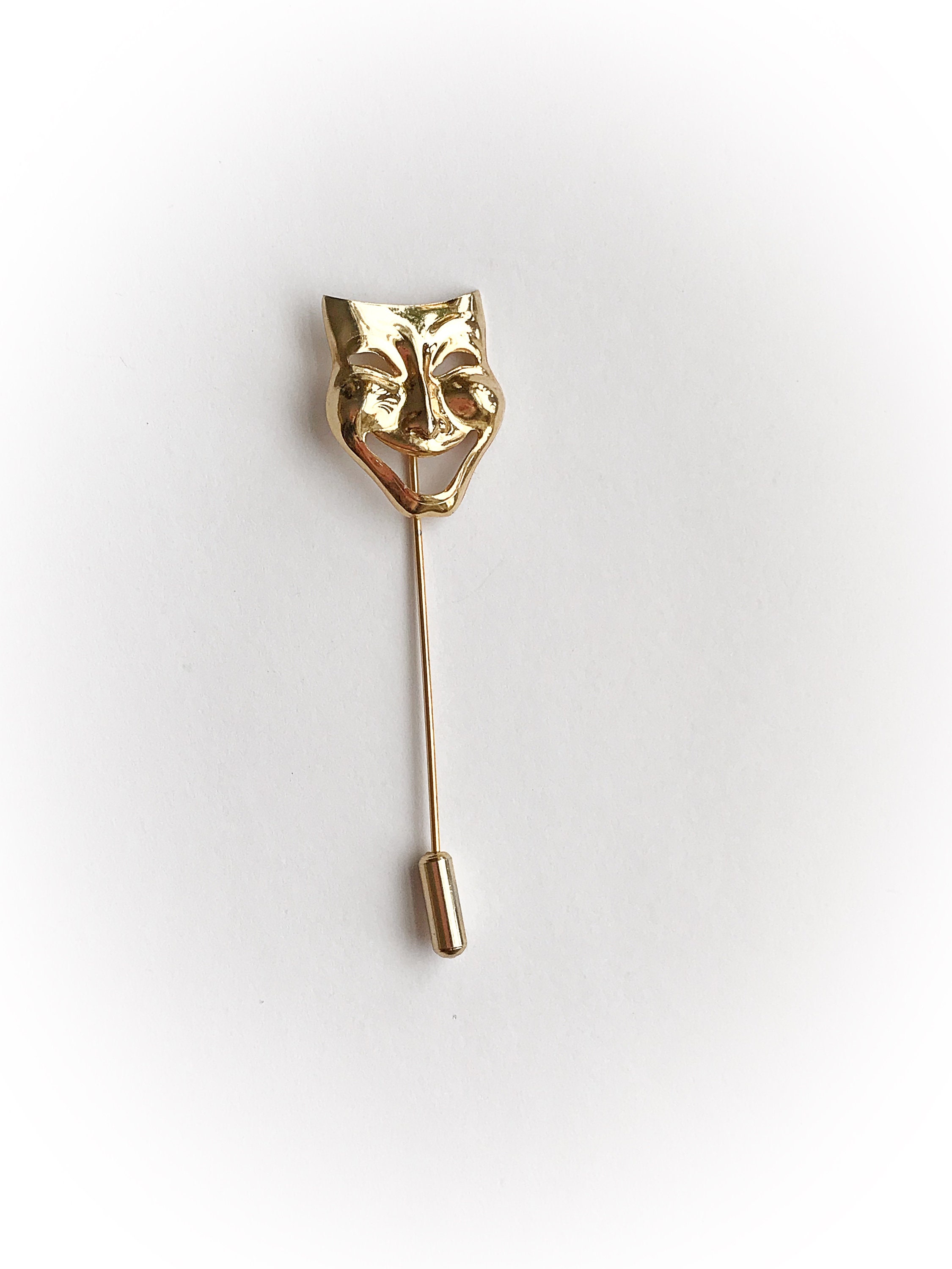 Vintage Comedy Mask Stick Pin Brooch Gold Tone Metal - Etsy India