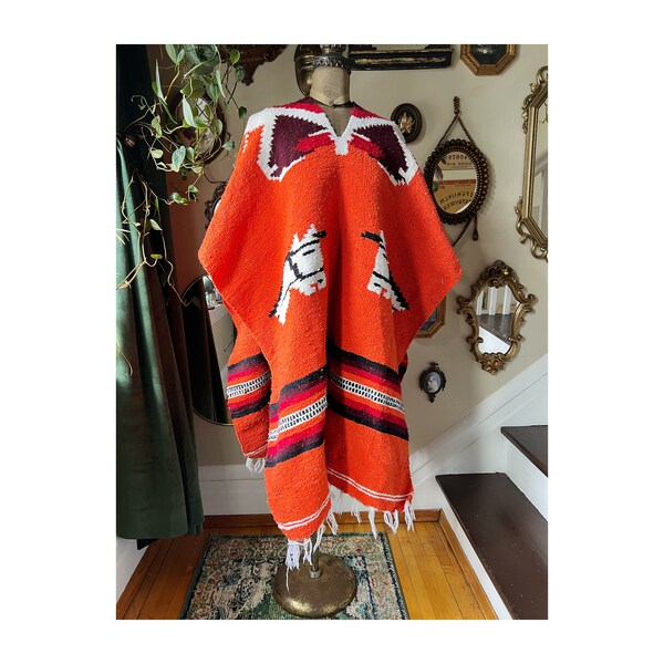 Orange Poncho - Etsy