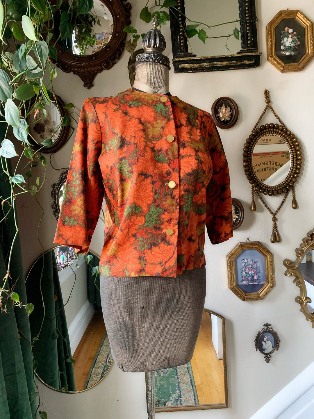 Vintage 1960s Styled by Terry Chicago Autumn Leaves Jacket Top 3/4 ...