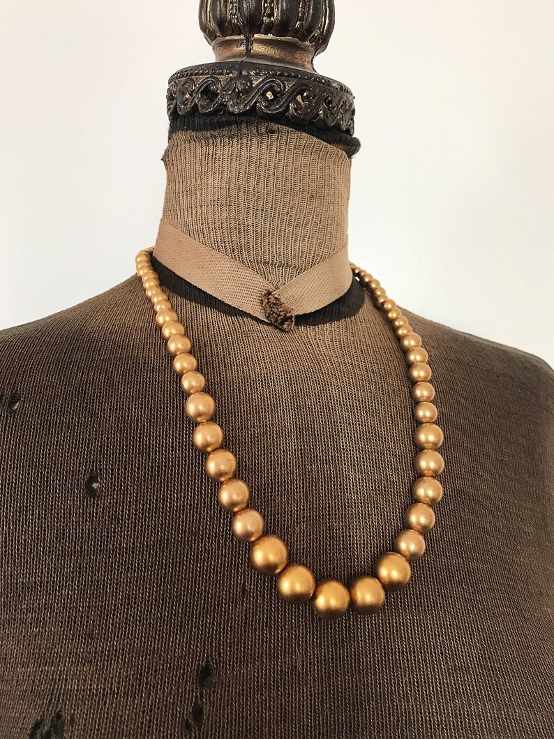 Vintage Gold Plastic Bead Necklace | Etsy