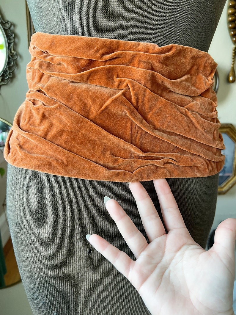 Vintage Rusty Orange Velvet Cummerbund Belt Hook and Eyelet - Etsy