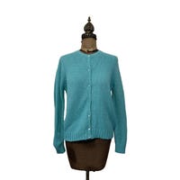 Vintage 80s Hand Knit Cardigan in Turquoise Blue - Etsy UK