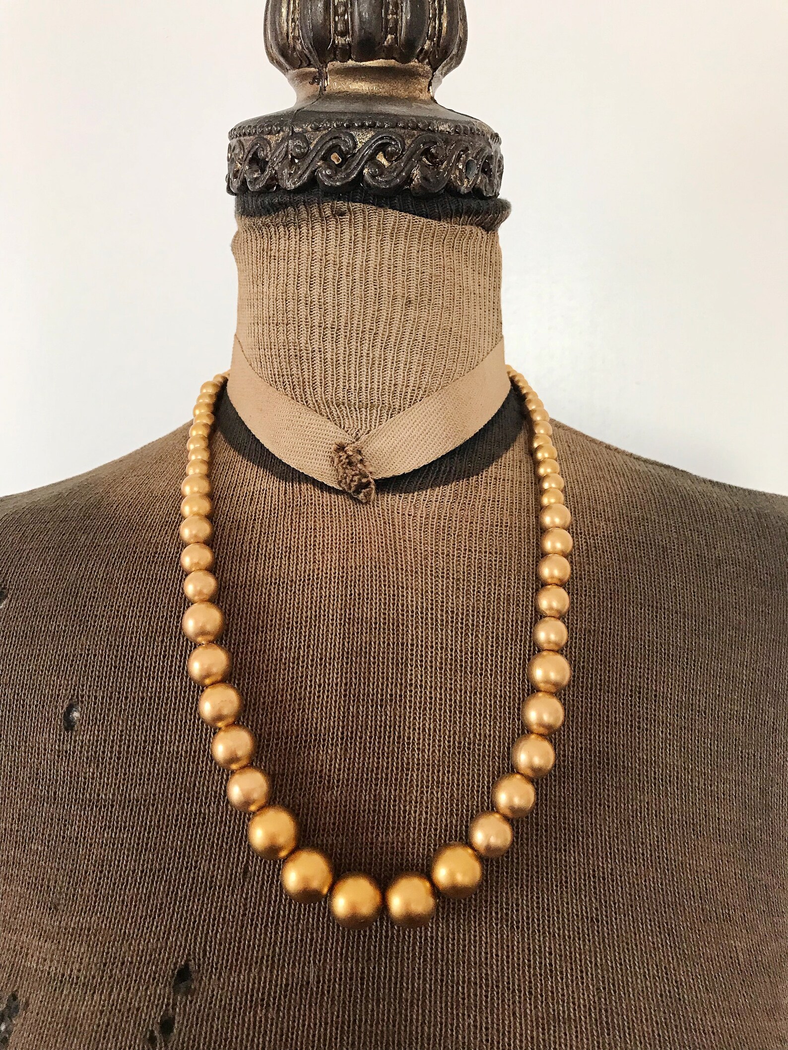 Vintage Gold Plastic Bead Necklace | Etsy