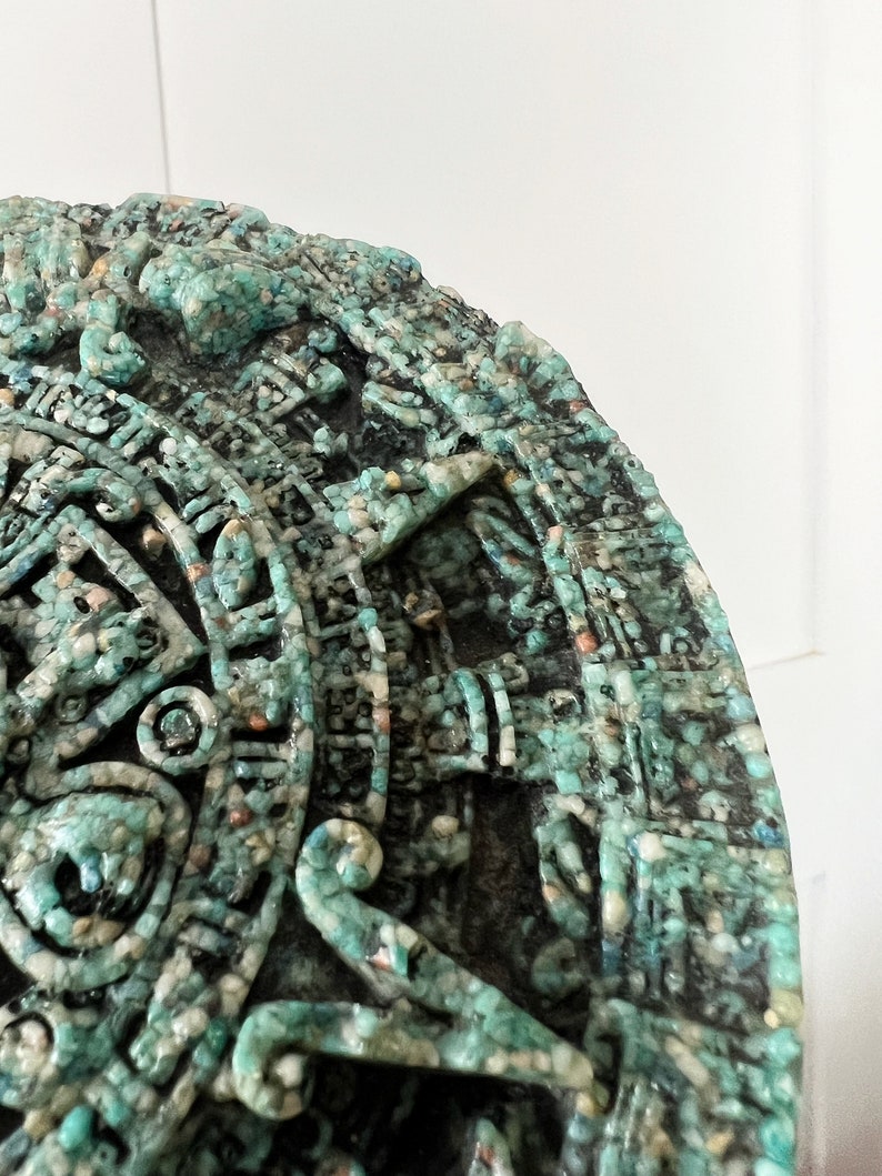 Vintage Turquoise Gravel Aztec Calendar Wall Hanging - Etsy