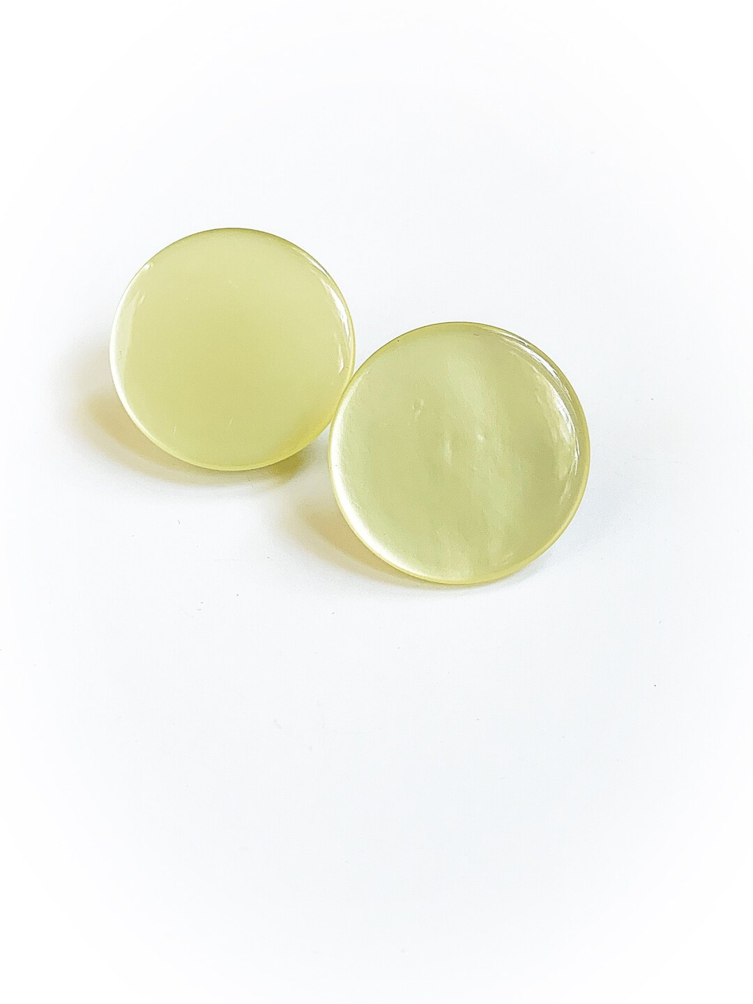 Vintage 1960s Lucite Yellow Disc Button Clip on Earrings - Etsy