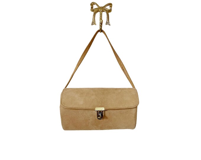 Vintage Camel Colored Suede Barrel Purse - Etsy