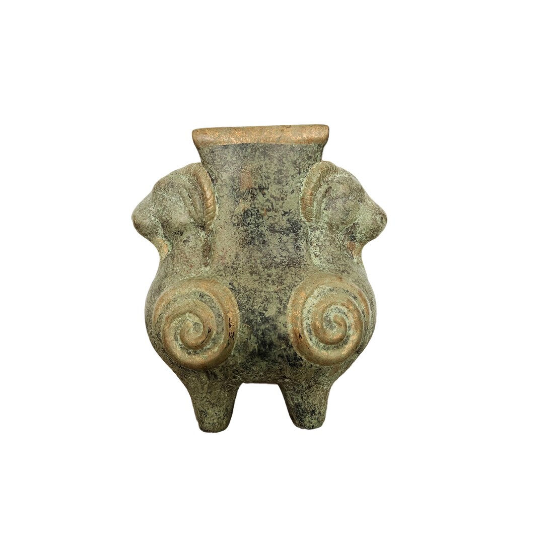 Vintage Green Ceramic Large Goat Planter Vase With Spiral Design - Etsy