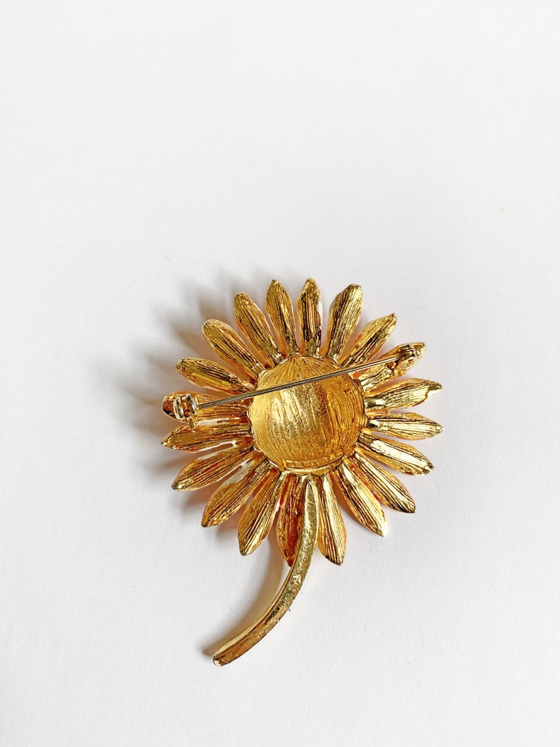 Vintage Zentall Flower Power Mod Flower Brooch Gold Tone Metal | Etsy