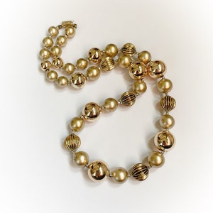 Vintage Gold Plastic Bead Necklace - Etsy